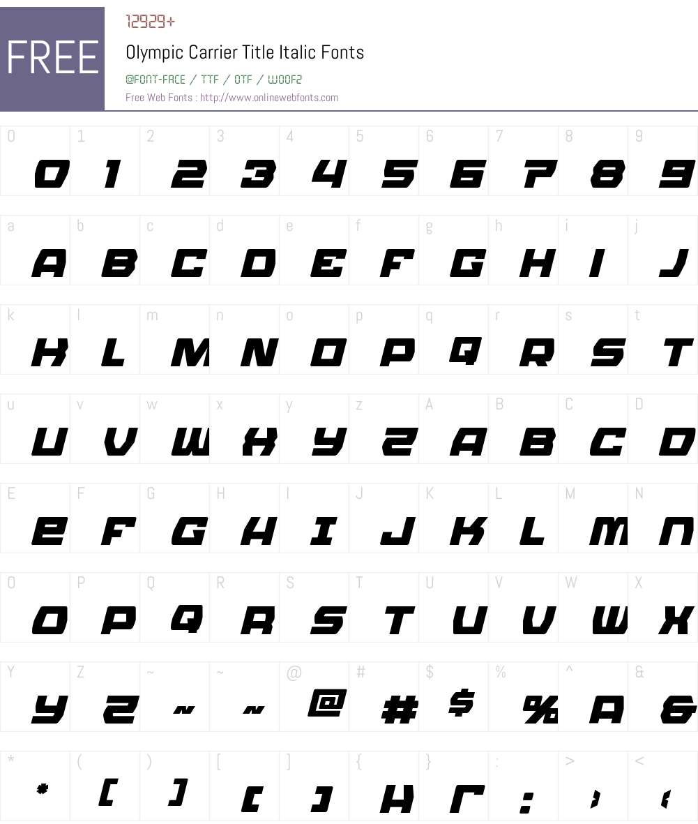 Olympic Carrier Title Italic 1.0; 2016 Fonts Free Download ...