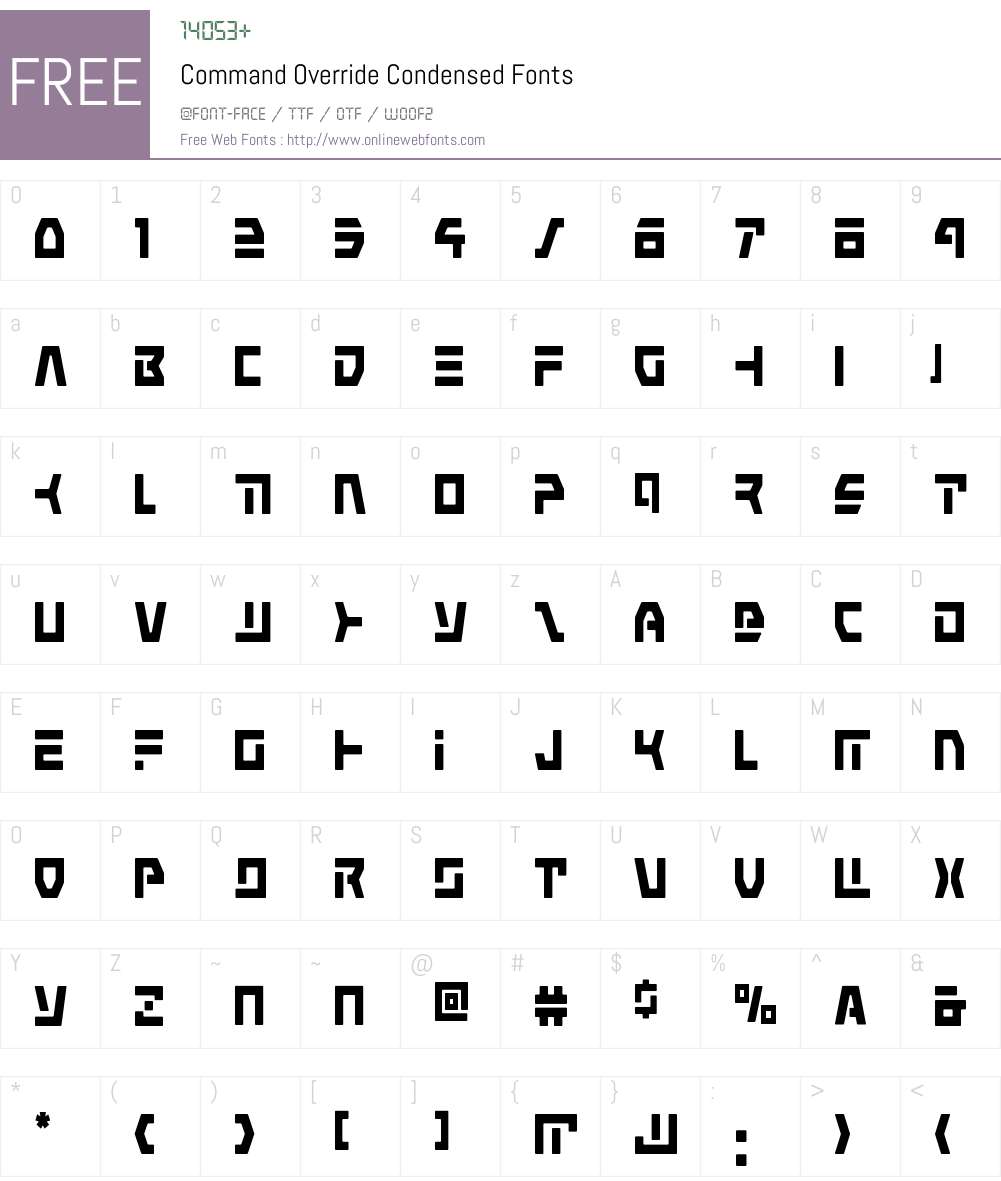 Command Override Condensed 1.0; 2018 Fonts Free Download - OnlineWebFonts.COM