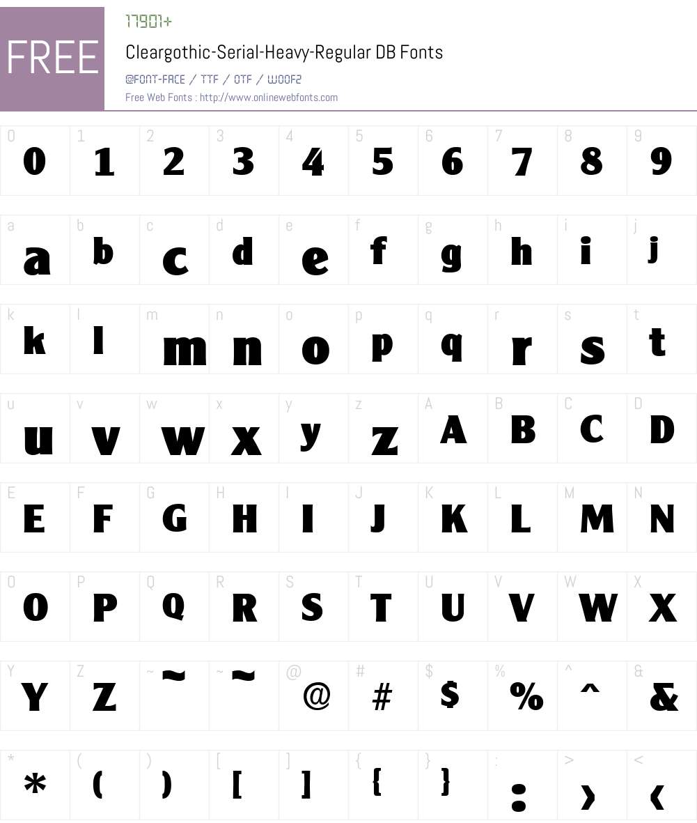 Cleargothic-Serial-Heavy-Regular DB 1.0 Fri Oct 18 17:09:50 1996 Fonts Free Download ...