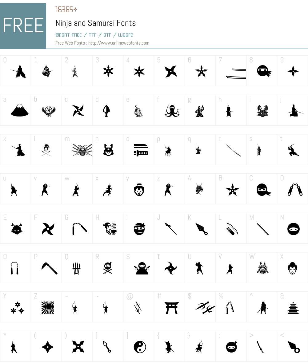 Ninja and Samurai 1.00;January 10, 2018;FontCreator 11.0.0.2388 64-bit ...