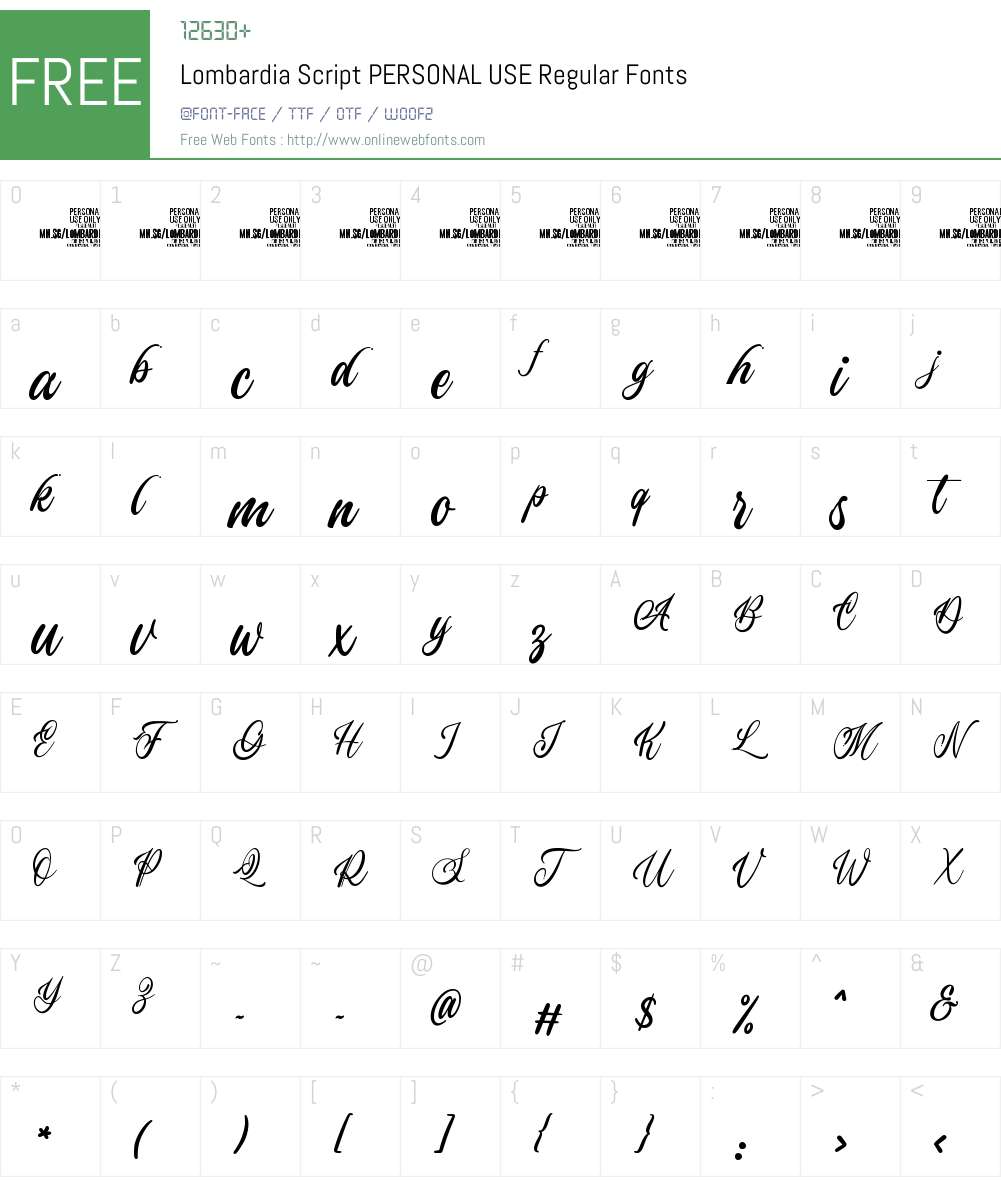 Lombardia Script PERSONAL USE 1.000;Glyphs 3.2 (3177) Fonts Free Download - OnlineWebFonts.COM