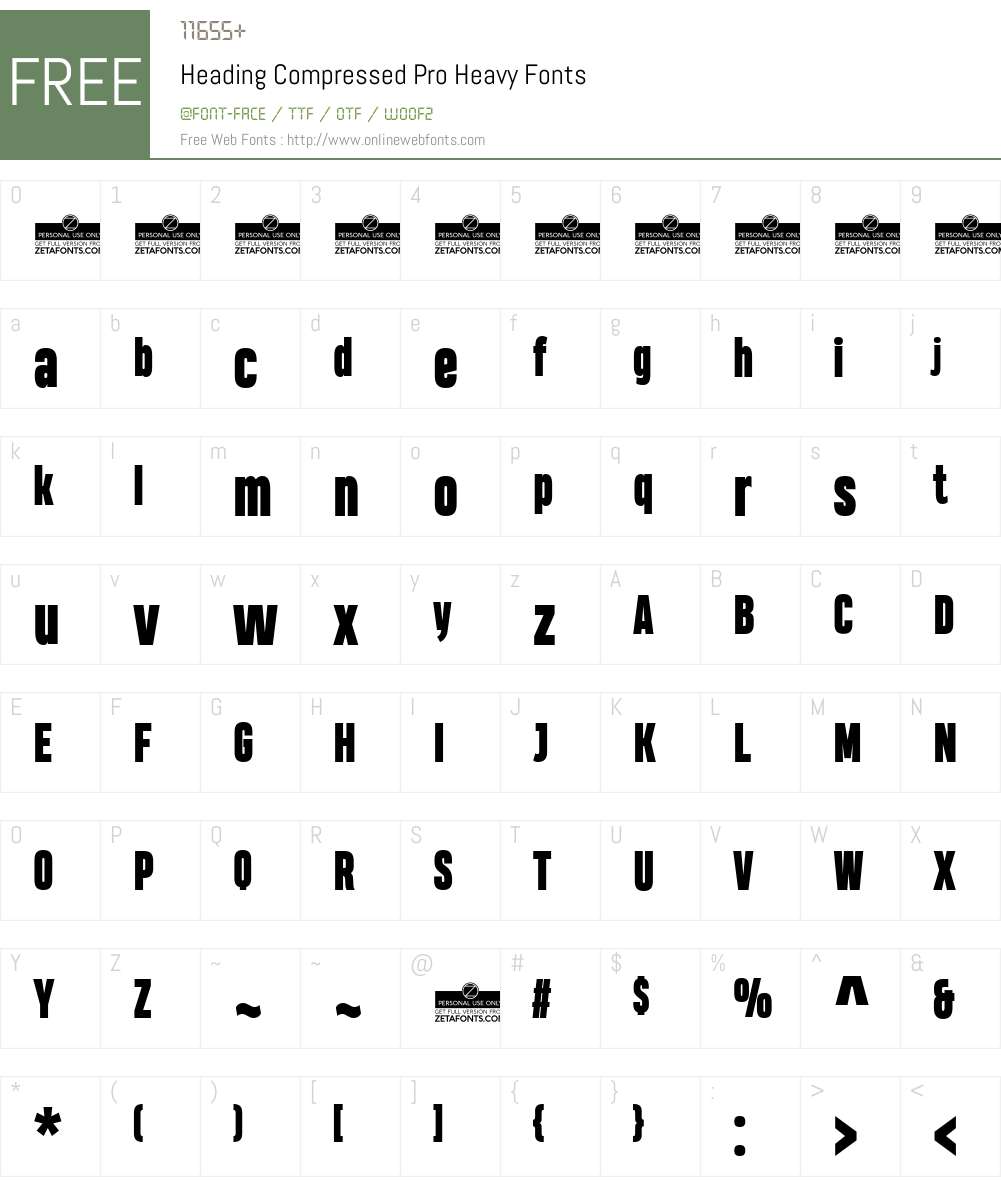 Heading Compressed Pro 1.001 Fonts Free Download - OnlineWebFonts.COM