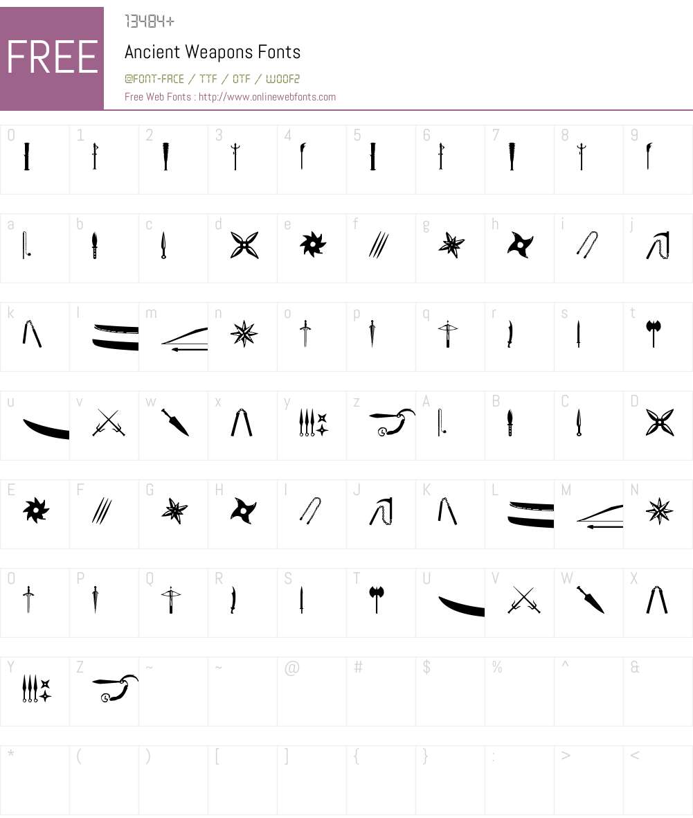 Ancient Weapons 1.01 March 20, 2015, initial release Fonts Free ...
