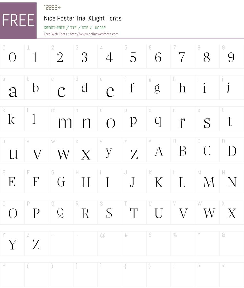 Nice Poster Trial XLight 1.00 Fonts Free Download - OnlineWebFonts.COM