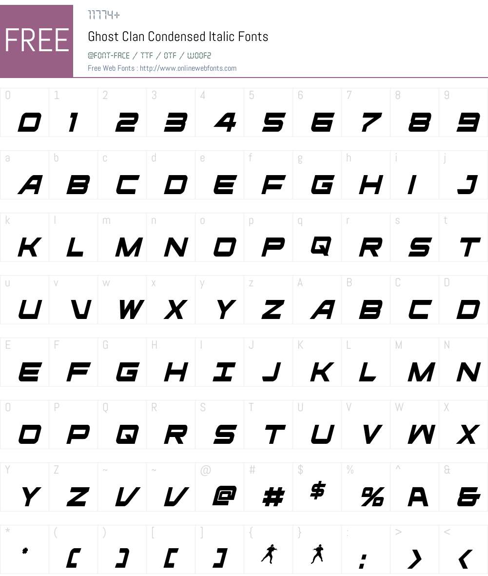 Ghost Clan Condensed Italic 1.1; 2015 Fonts Free Download ...