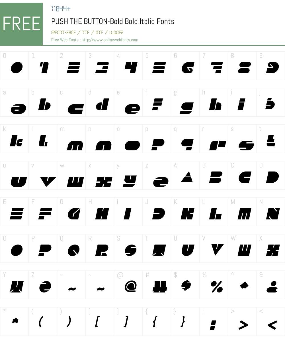 PUSH THE BUTTON-Bold Bold Italic 1.00;May 14, 2019;FontCreator 11.5.0 ...