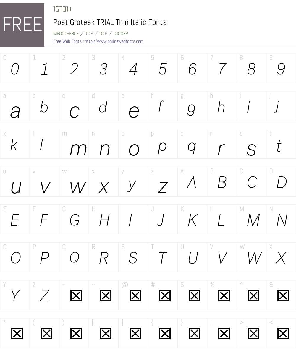 Post Grotesk TRIAL Thin 2.000 Fonts Free Download - OnlineWebFonts.COM