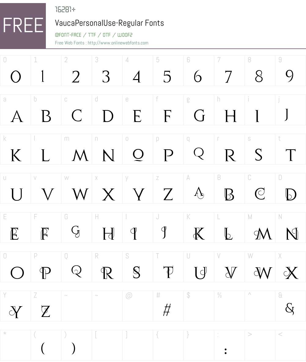 Vauca Personal Use 1.000 Fonts Free Download - OnlineWebFonts.COM