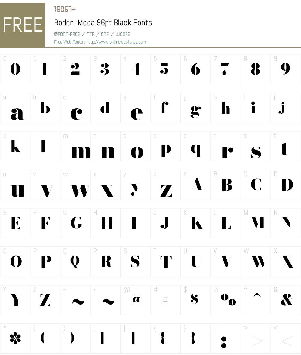 Bodoni Moda 96pt Black 2.3 Fonts Free Download - OnlineWebFonts.COM