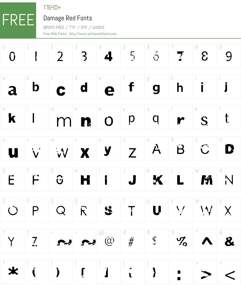 Damage Red 1.00 January 27, 2019, initial release Fonts Free Download ...