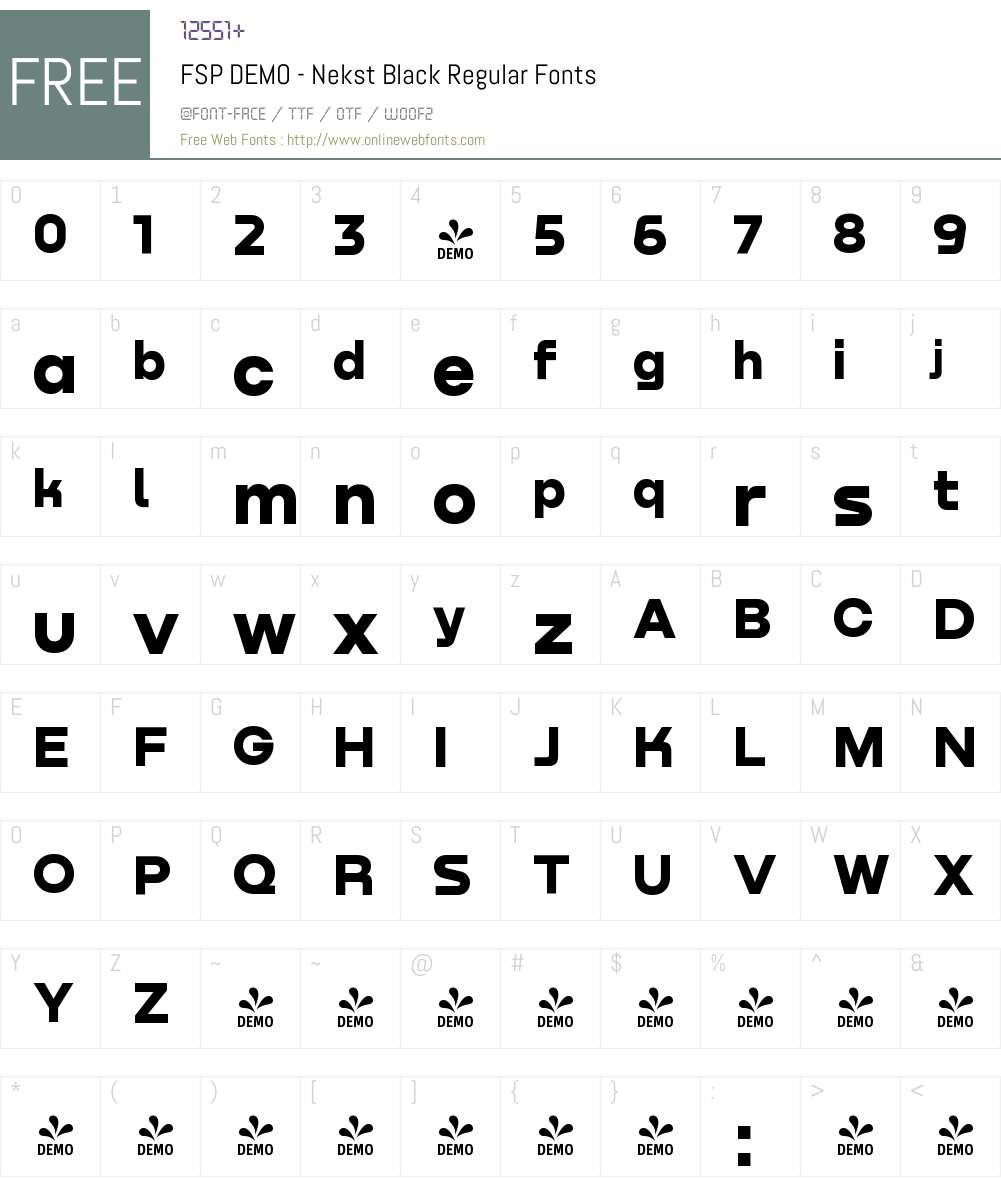 FSP DEMO - Nekst Black 1.000;hotconv 1.0.109;makeotfexe 2.5.65596 Fonts Free Download ...