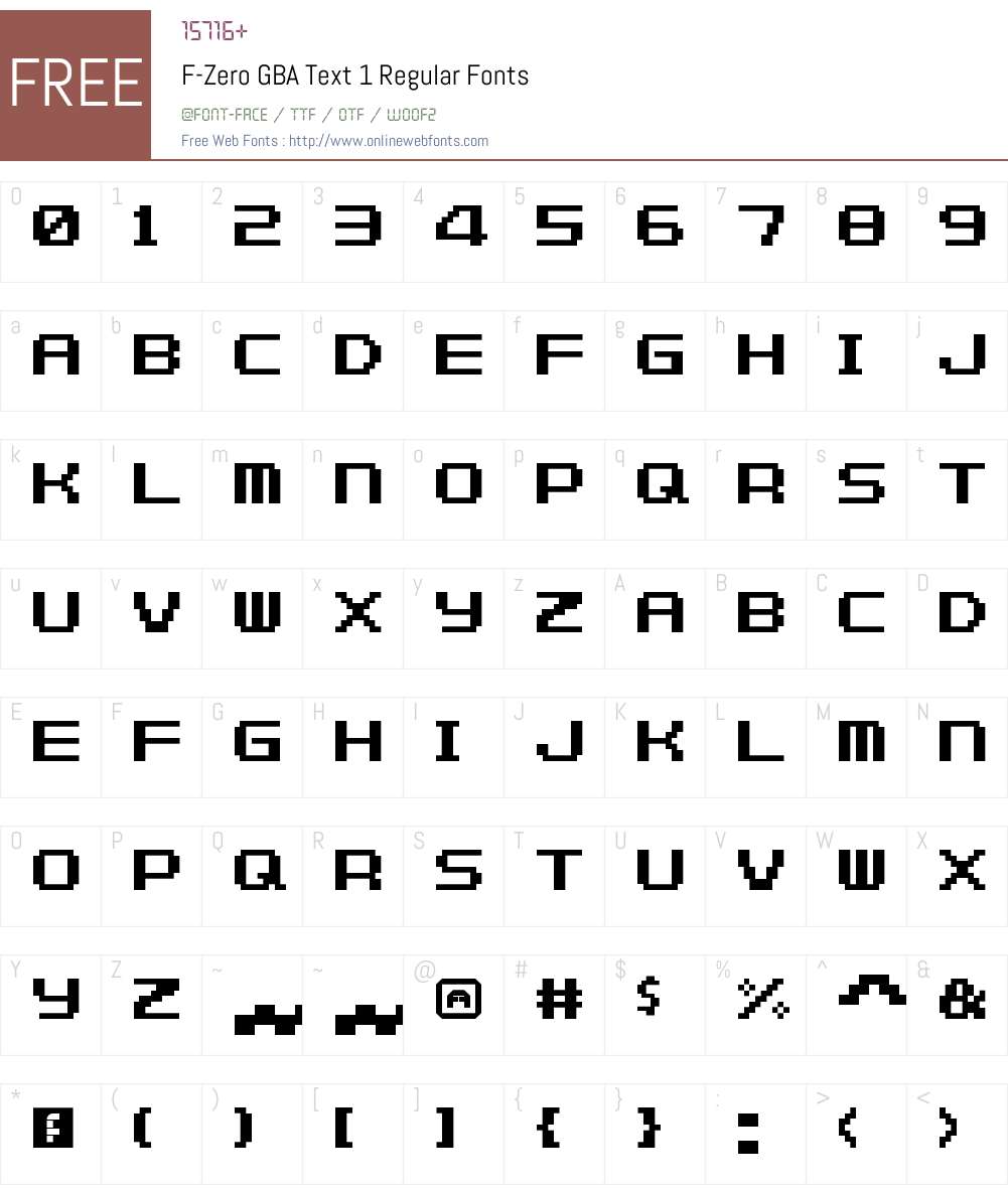F-Zero GBA Text 1 Regular 1.0 Fonts Free Download - OnlineWebFonts.COM