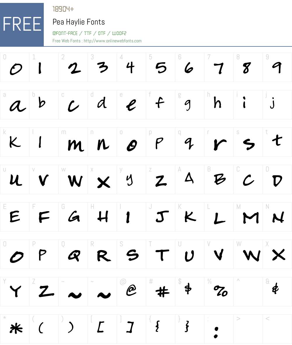Pea Haylie 1.00 April 26, 2006, initial release Fonts Free Download ...