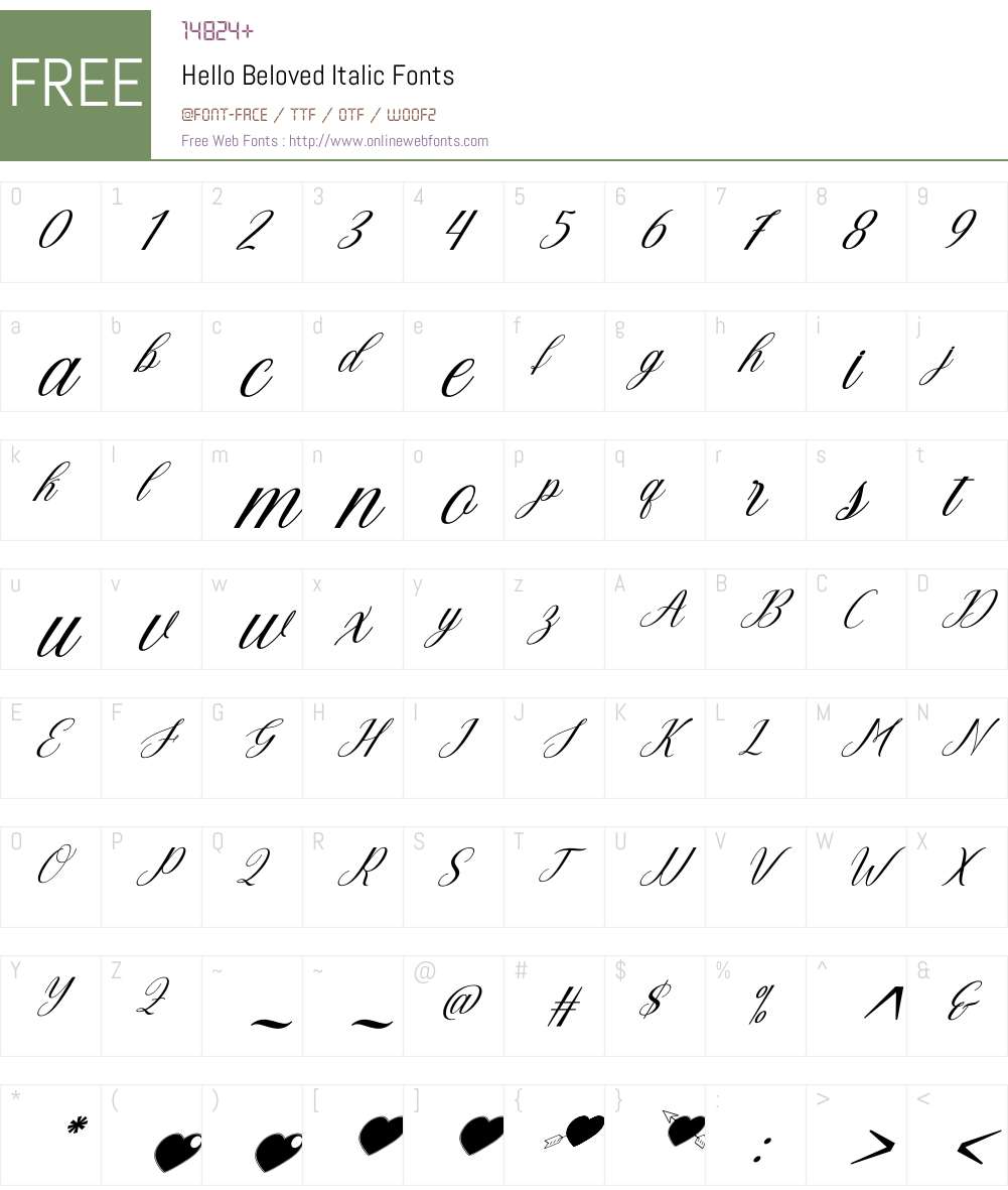 Hello Beloved Italic 1.00;November 11, 2020;FontCreator 12.0.0.2563 64 ...