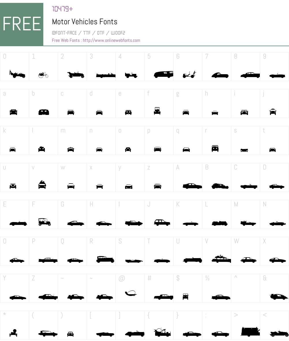 Motor Vehicles 1.00;May 1, 2021;FontCreator 13.0.0.2683 64-bit Fonts ...