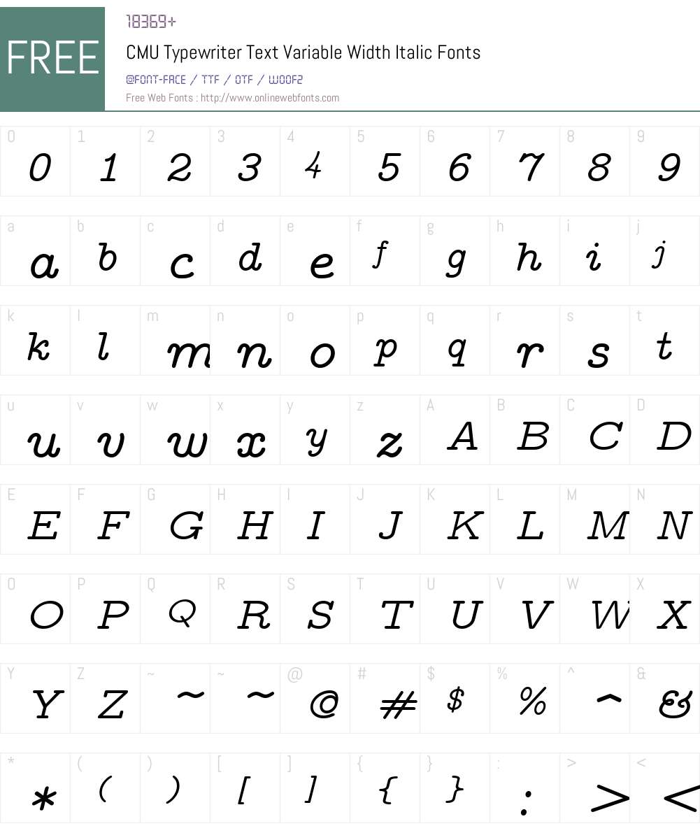 CMU Typewriter Text Variable Width Italic 0.7.0 Fonts Free Download - OnlineWebFonts.COM