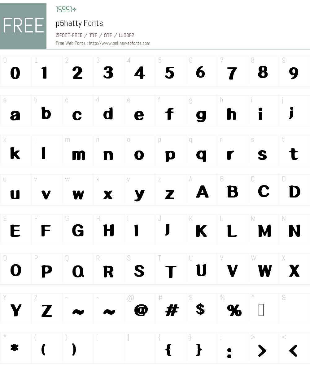 p5hatty 001.000 Fonts Free Download - OnlineWebFonts.COM