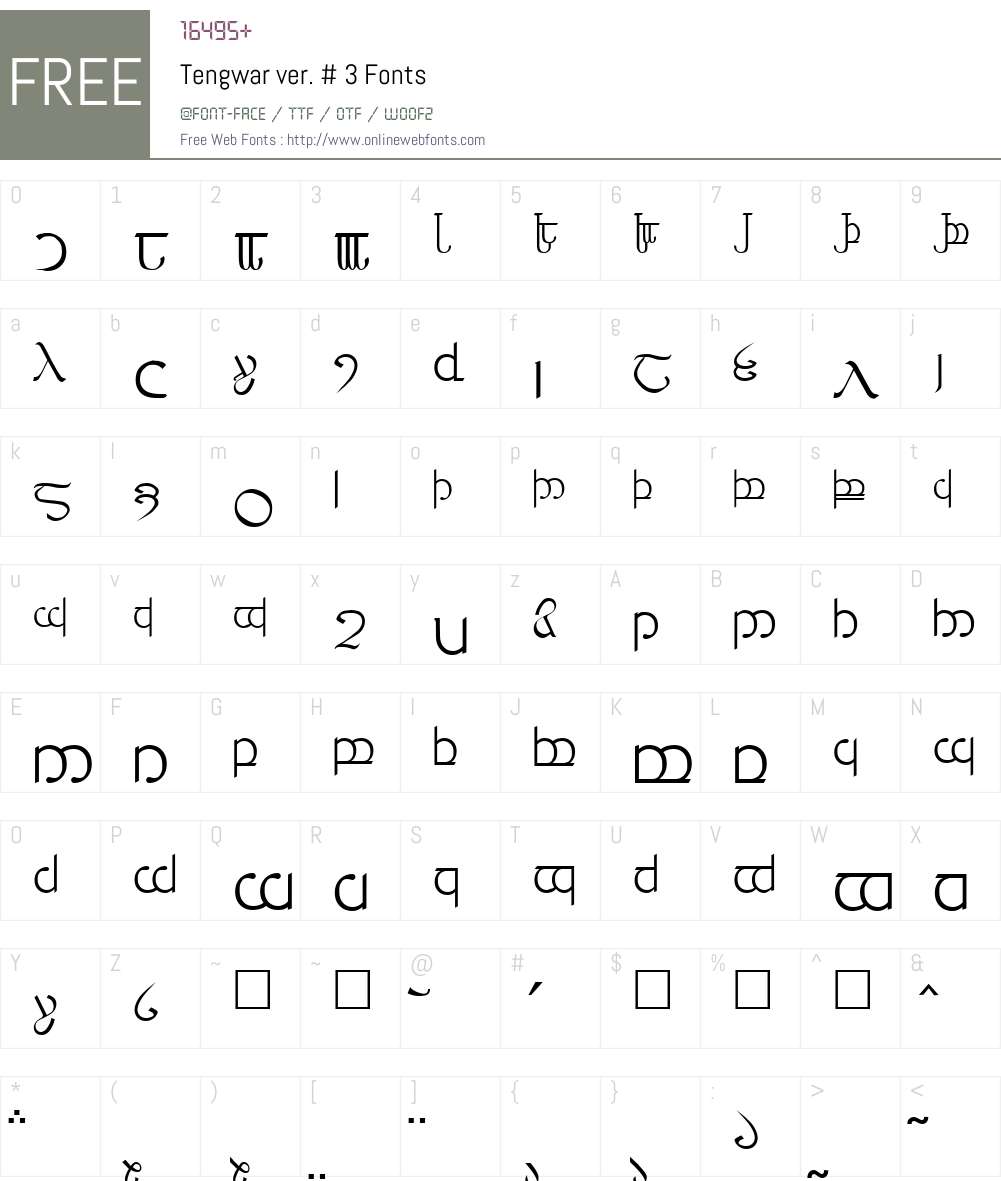 Tengwar ver. # 3 1.0 Mon Jul 25 23:07:33 1994 Fonts Free Download ...
