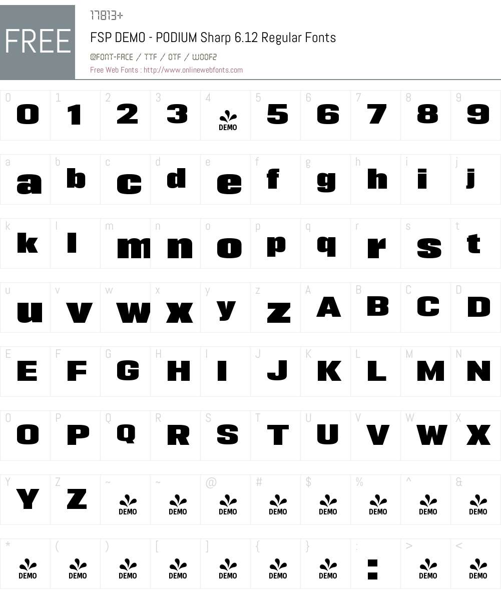 FSP DEMO - PODIUM Sharp 6.12 2.000;hotconv 1.0.109;makeotfexe 2.5.65596 Fonts Free Download ...