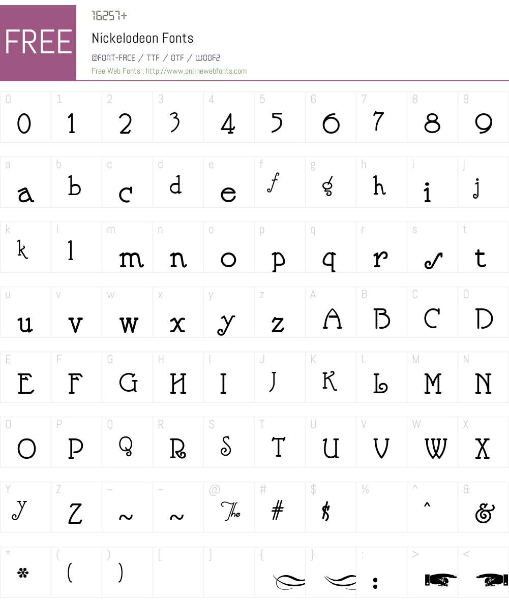 Nickelodeon V1 Converted from e: ickfo~1NI______.TF1 by ALLTYPE Fonts ...