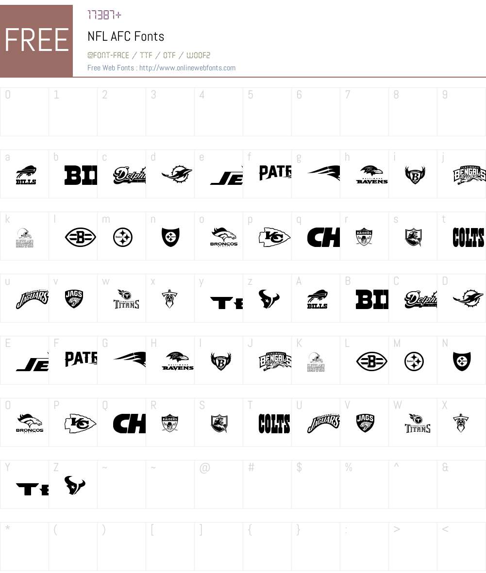 NFL AFC 1.1 February 27, 2014, initial release Fonts Free Download ...