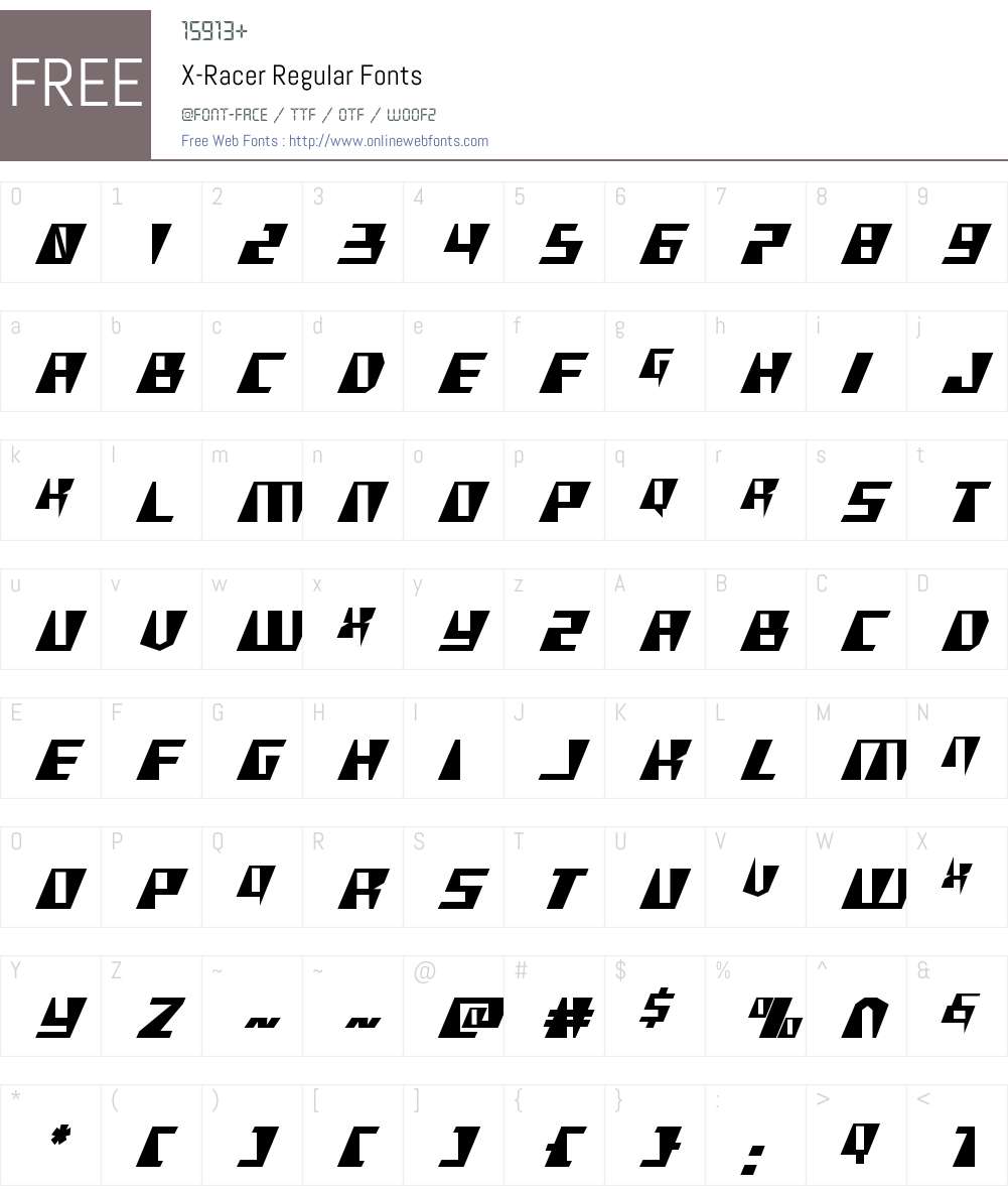 X-Racer Regular 001.000 Fonts Free Download - OnlineWebFonts.COM