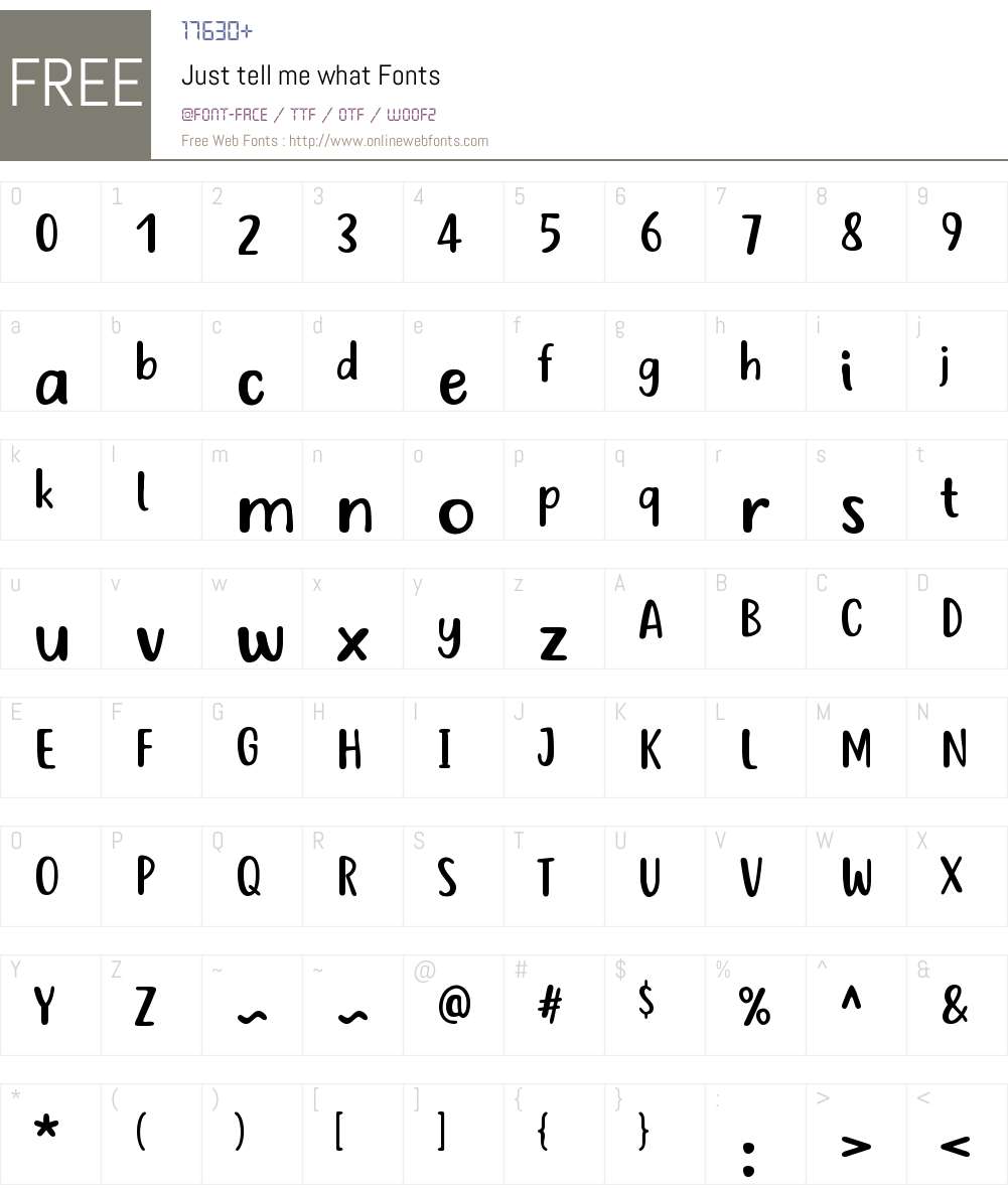 Just tell me what 2.00;August 18, 2017 Fonts Free Download ...