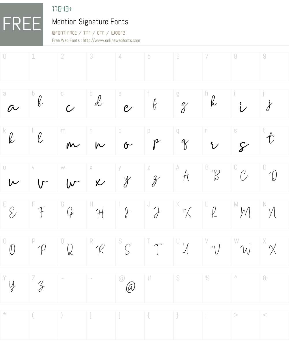Mention Signature 1.000 Fonts Free Download - OnlineWebFonts.COM