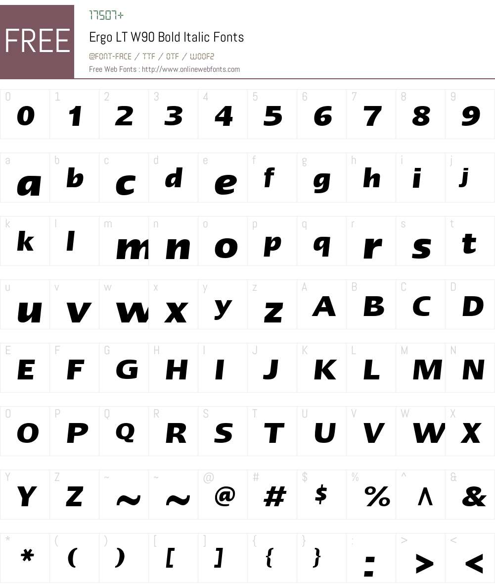 Ergo LT W90 Bold Italic 1.10 Fonts Free Download - OnlineWebFonts.COM