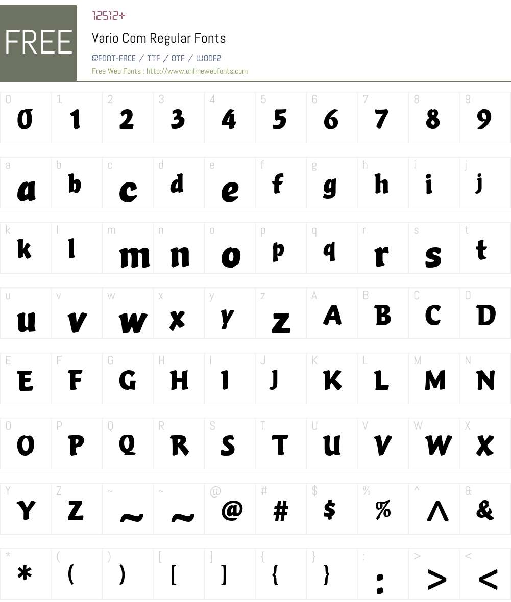 Vario Com Regular 1.10; 2006 Fonts Free Download - OnlineWebFonts.COM