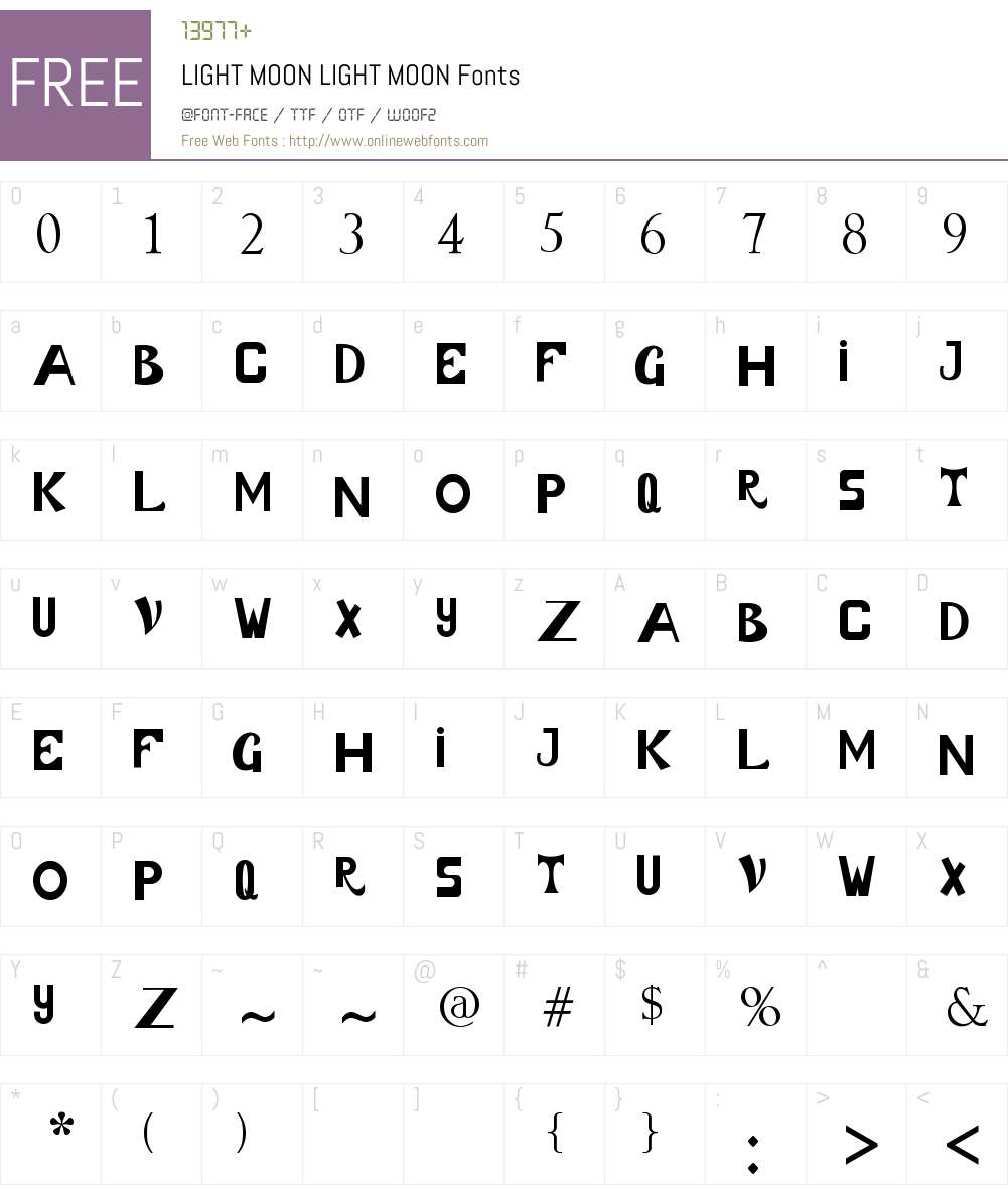 LIGHT MOON 1.00;December 19, 2018;FontCreator 11.5.0.2430 64-bit Fonts ...