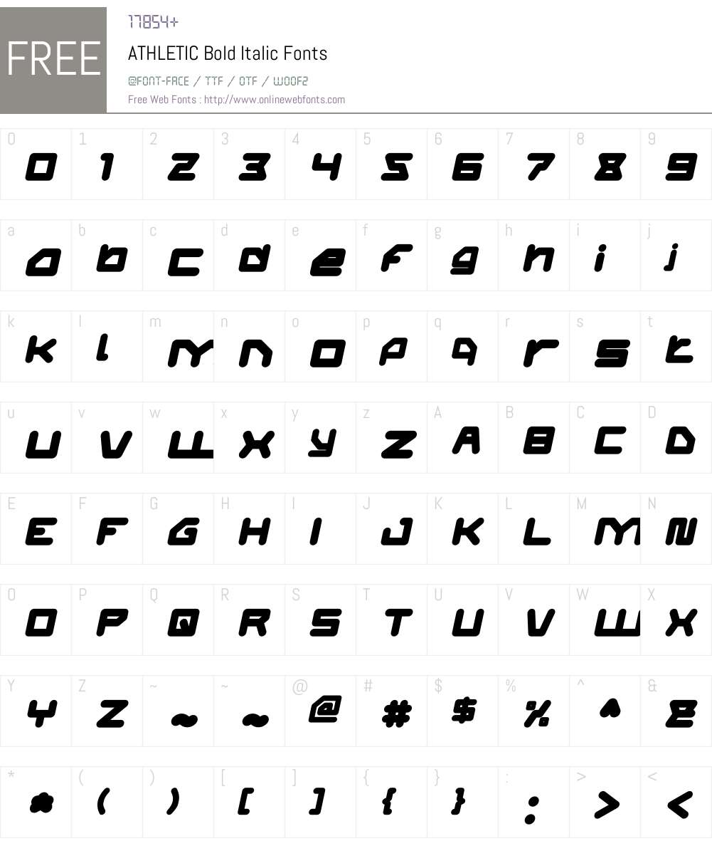 ATHLETIC Bold Italic 1.00;September 12, 2018;FontCreator 11.5.0.2427 64 ...