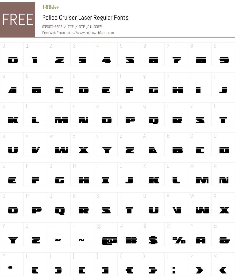 Police Cruiser Laser 1.0; 2012 Fonts Free Download - OnlineWebFonts.COM