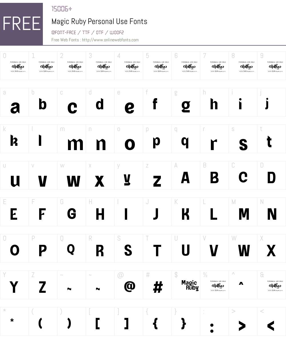 Magic Ruby Personal Use 1.00;July 6, 2023;FontCreator 13.0.0.2683 64 ...