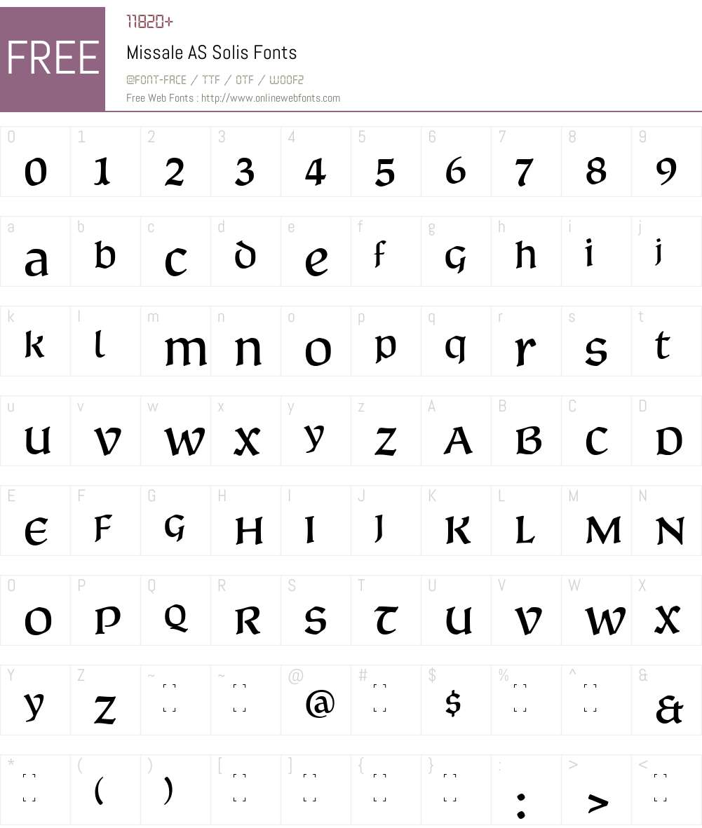 Missale AS Solis 1.004 Fonts Free Download - OnlineWebFonts.COM