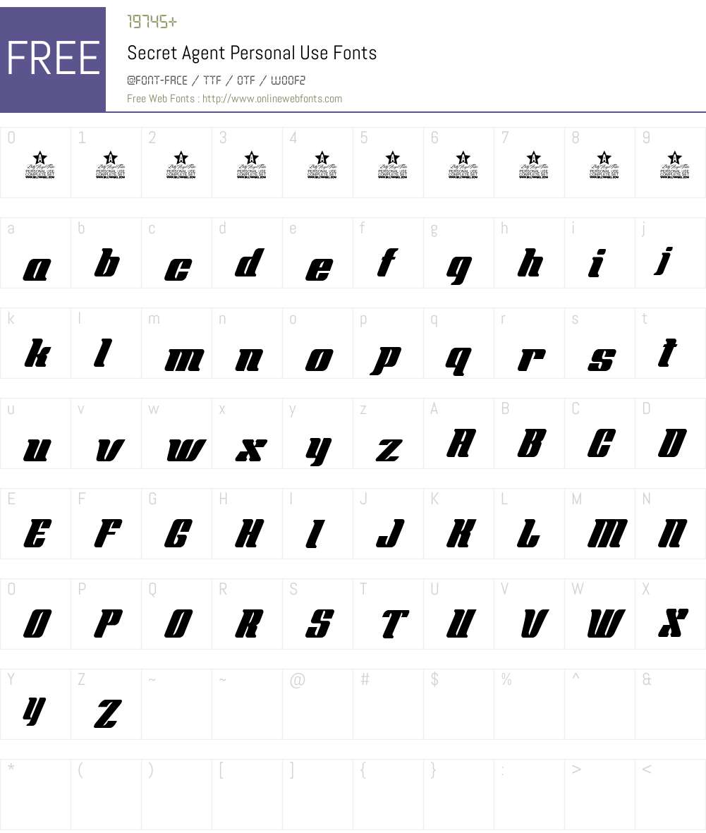 Secret Agent Personal Use 1.000 Fonts Free Download - OnlineWebFonts.COM