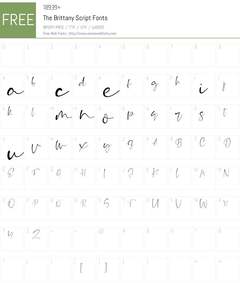 The Brittany Script 1.00;December 23, 2018;FontCreator 11.5.0.2430 64 ...