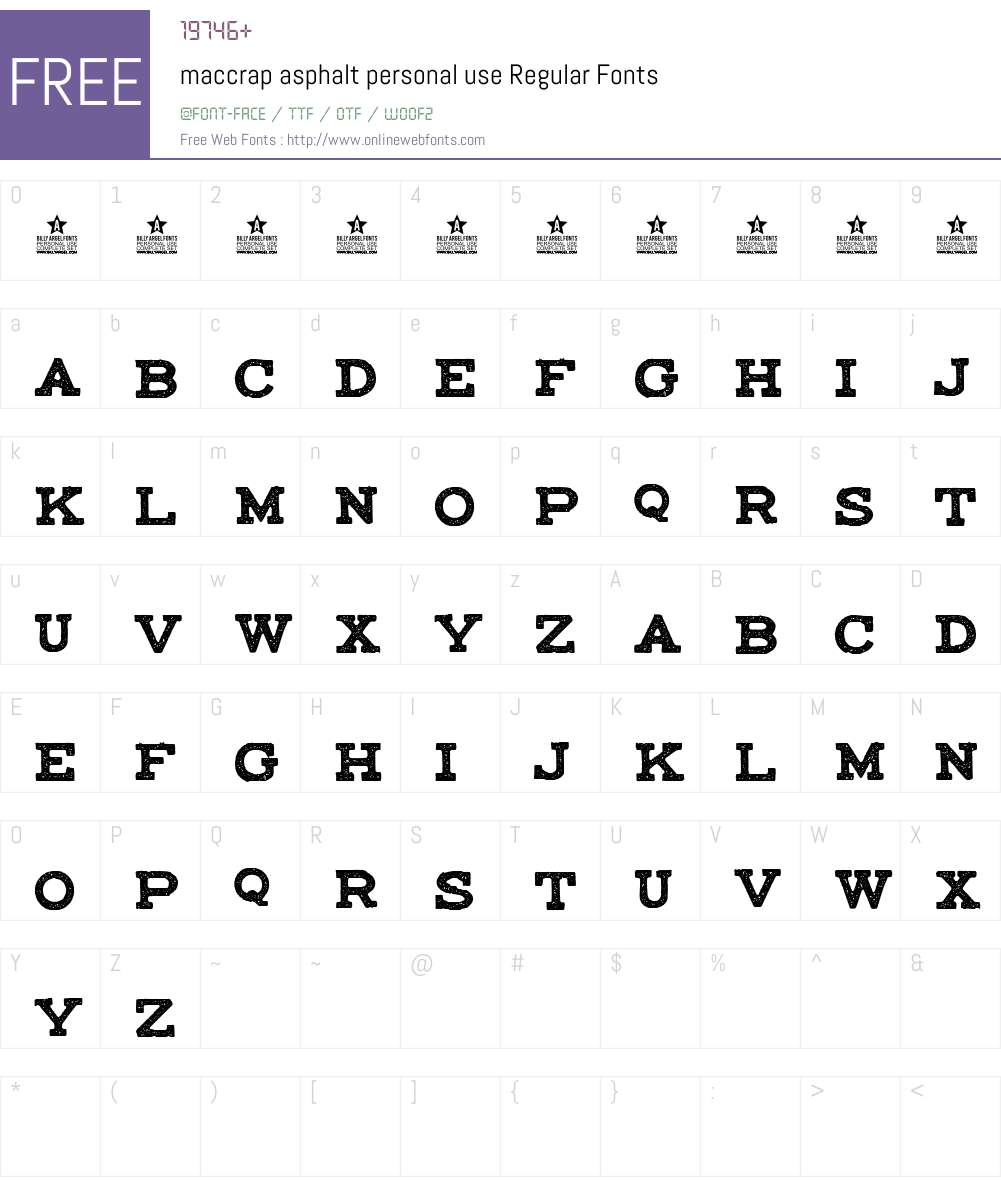 maccrap asphalt personal use Regular 001.001 Fonts Free Download ...
