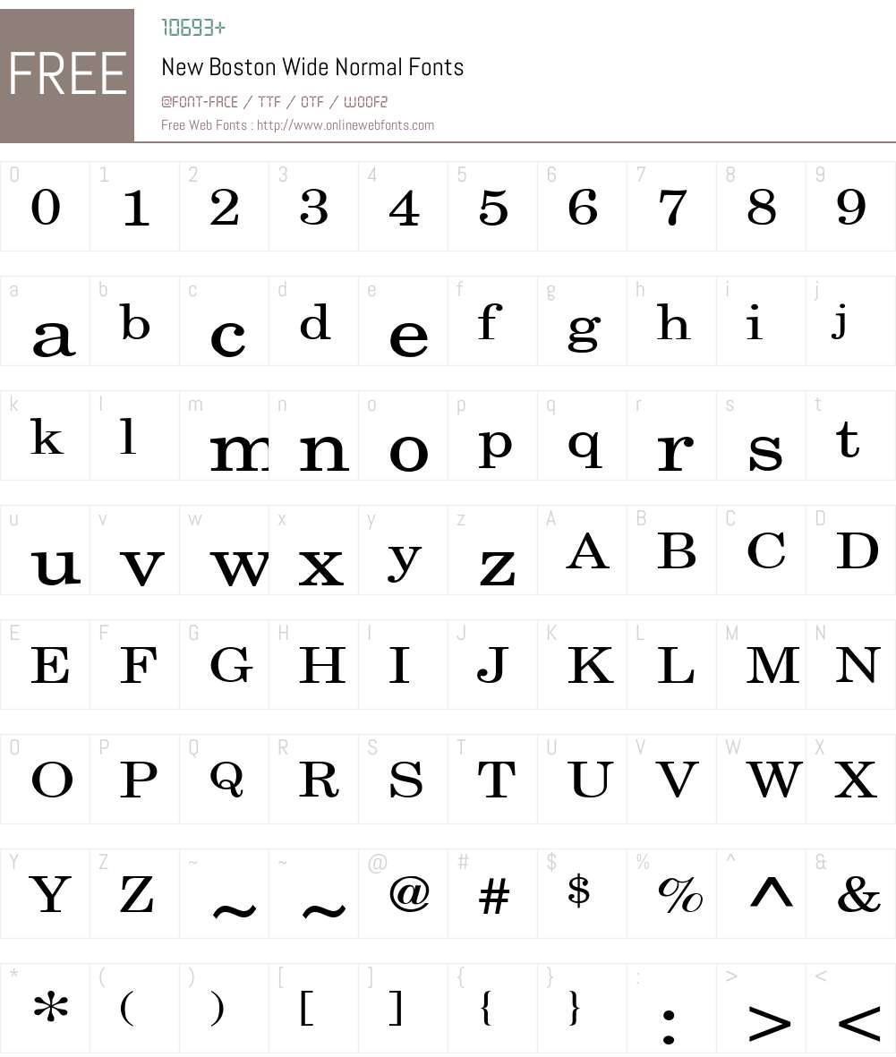 New Boston Wide Normal 1.0 Tue Jul 27 11:21:32 1993 Fonts Free Download ...