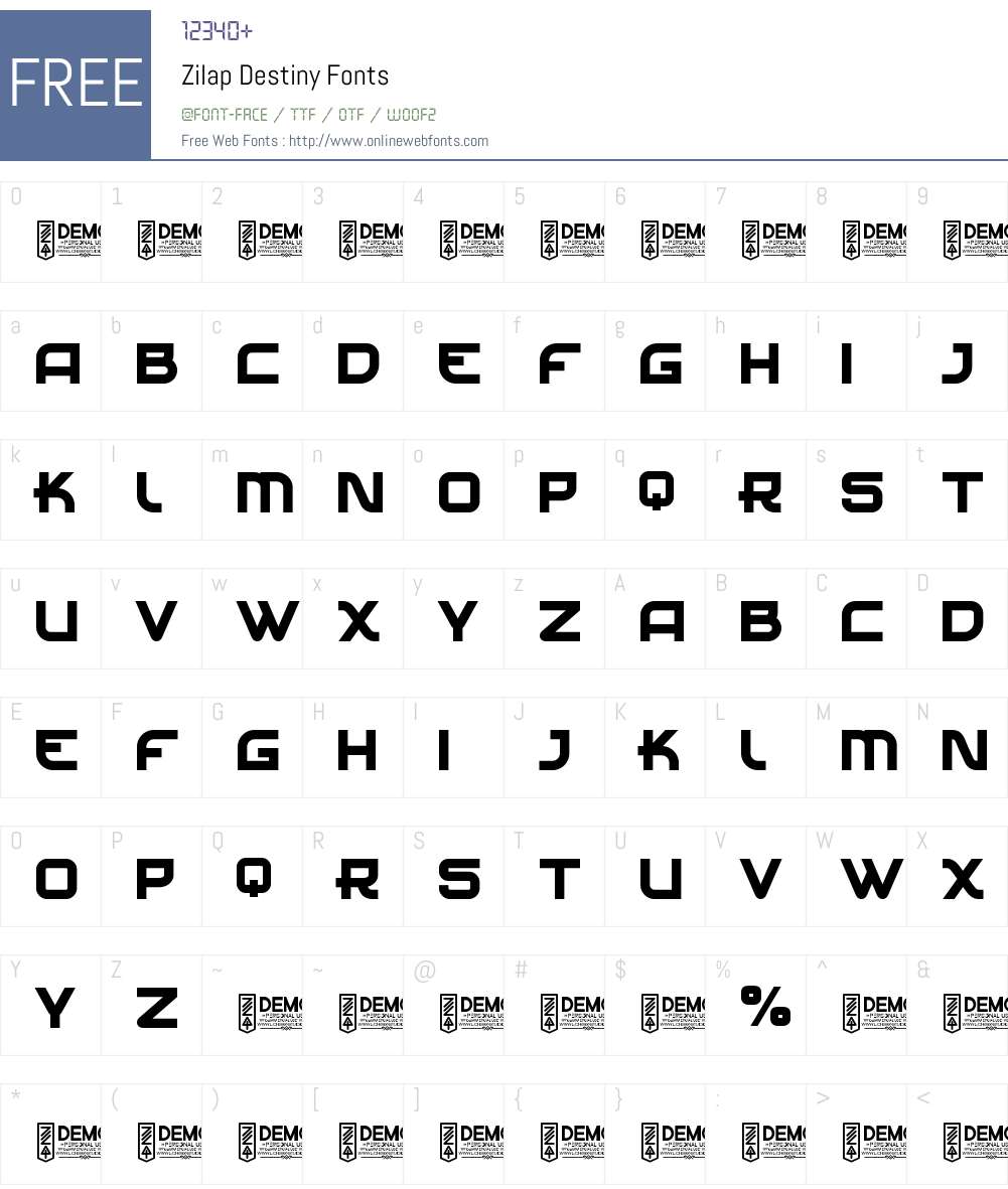 Zilap Destiny 1.00 July 22, 2019, initial release Fonts Free Download ...