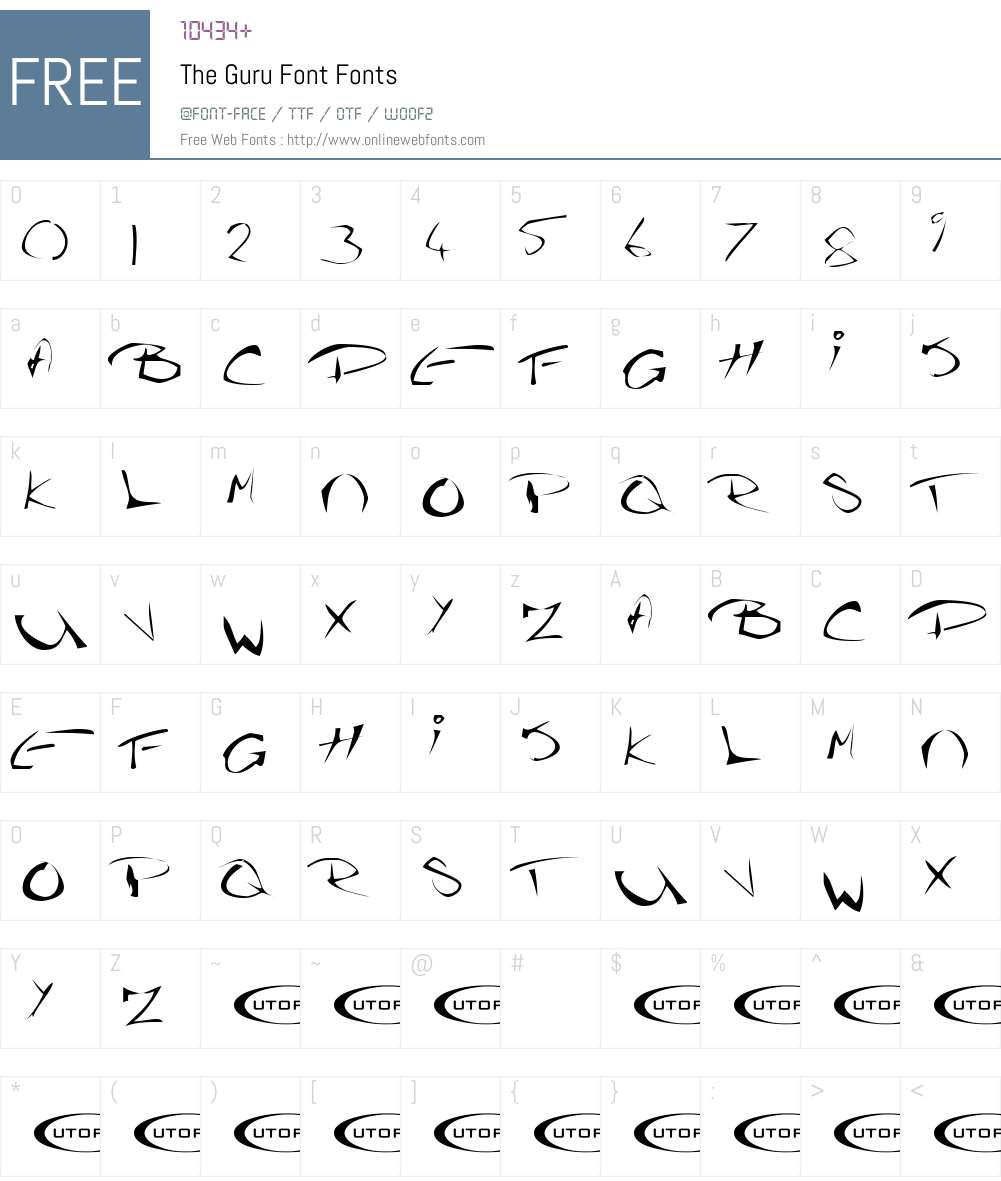 The Guru Font V1 Macromedia Fontographer 4.1 8/11/98 Fonts Free ...