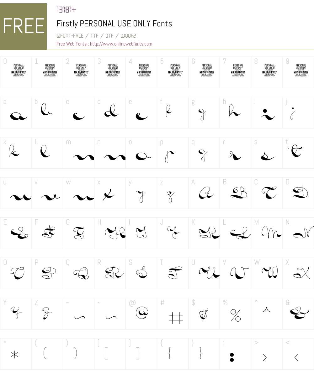 Firstly PERSONAL USE ONLY 1.000 Fonts Free Download - OnlineWebFonts.COM