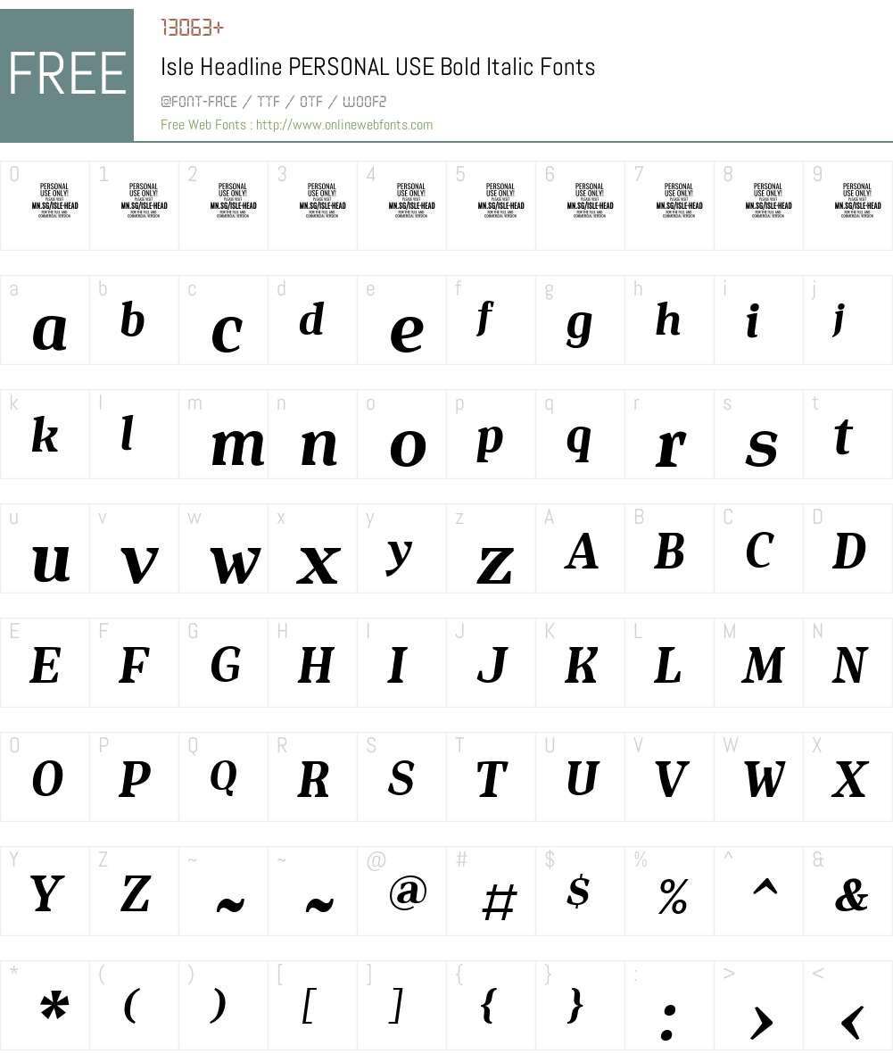 Isle Headline PERSONAL USE Bold Italic 1.000 Fonts Free Download ...