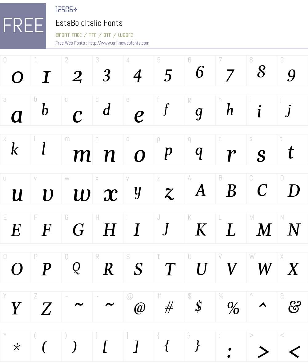 EstaBoldItalic 1.0 Fonts Free Download - OnlineWebFonts.COM