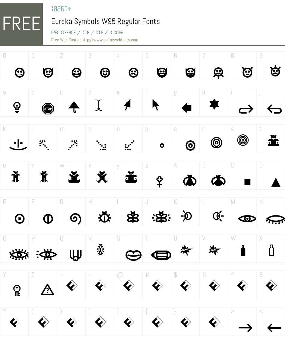 Eureka Symbols W95 Regular 7.504 Fonts Free Download - OnlineWebFonts.COM