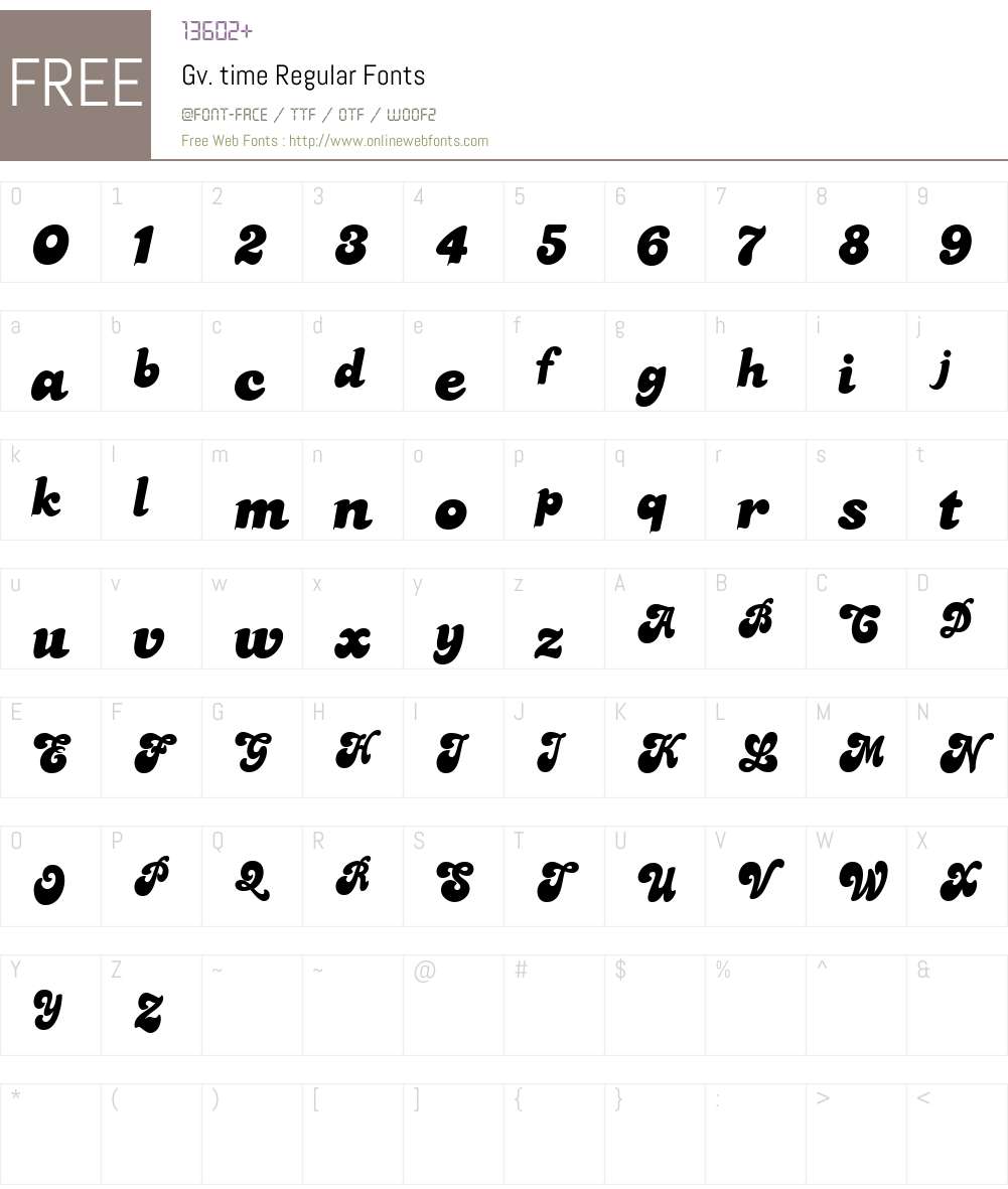 Gv. time 1.000 Fonts Free Download - OnlineWebFonts.COM