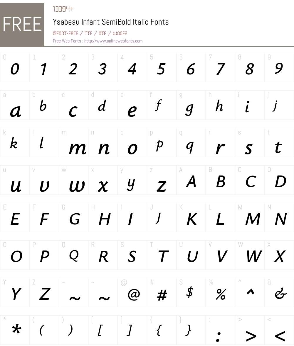 Ysabeau Infant SemiBold 2.002 Fonts Free Download - OnlineWebFonts.COM