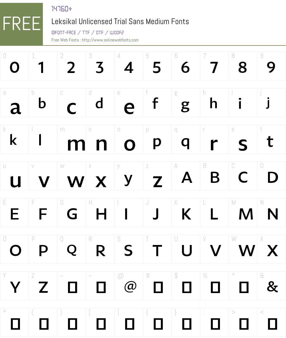 Leksikal Unlicensed Trial Sans Medium 2.002;Glyphs 3.2 (3202) Fonts ...