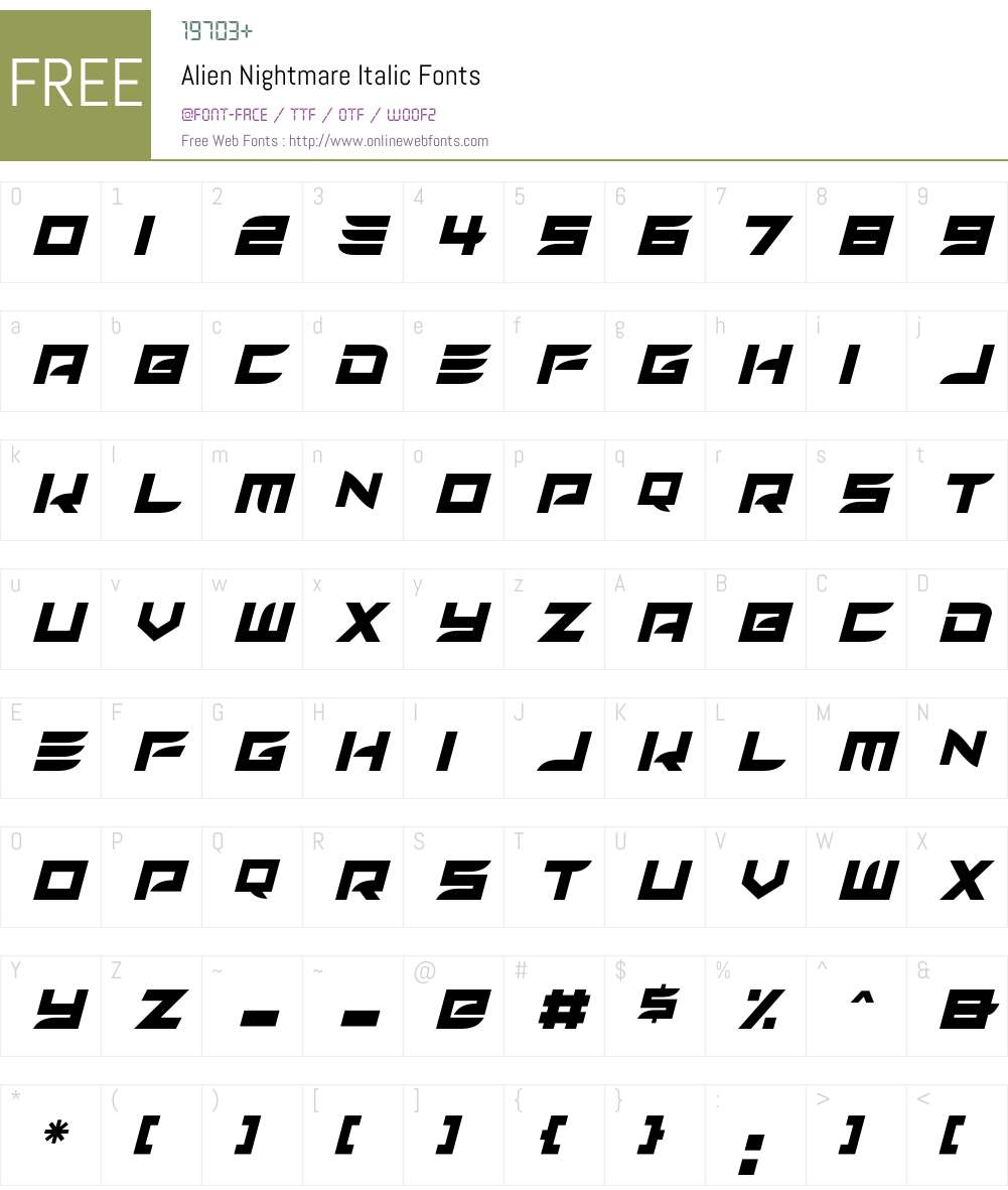 Alien Nightmare 1.00;December 19, 2022;FontCreator 12.0.0.2567 64-bit Fonts Free Download ...