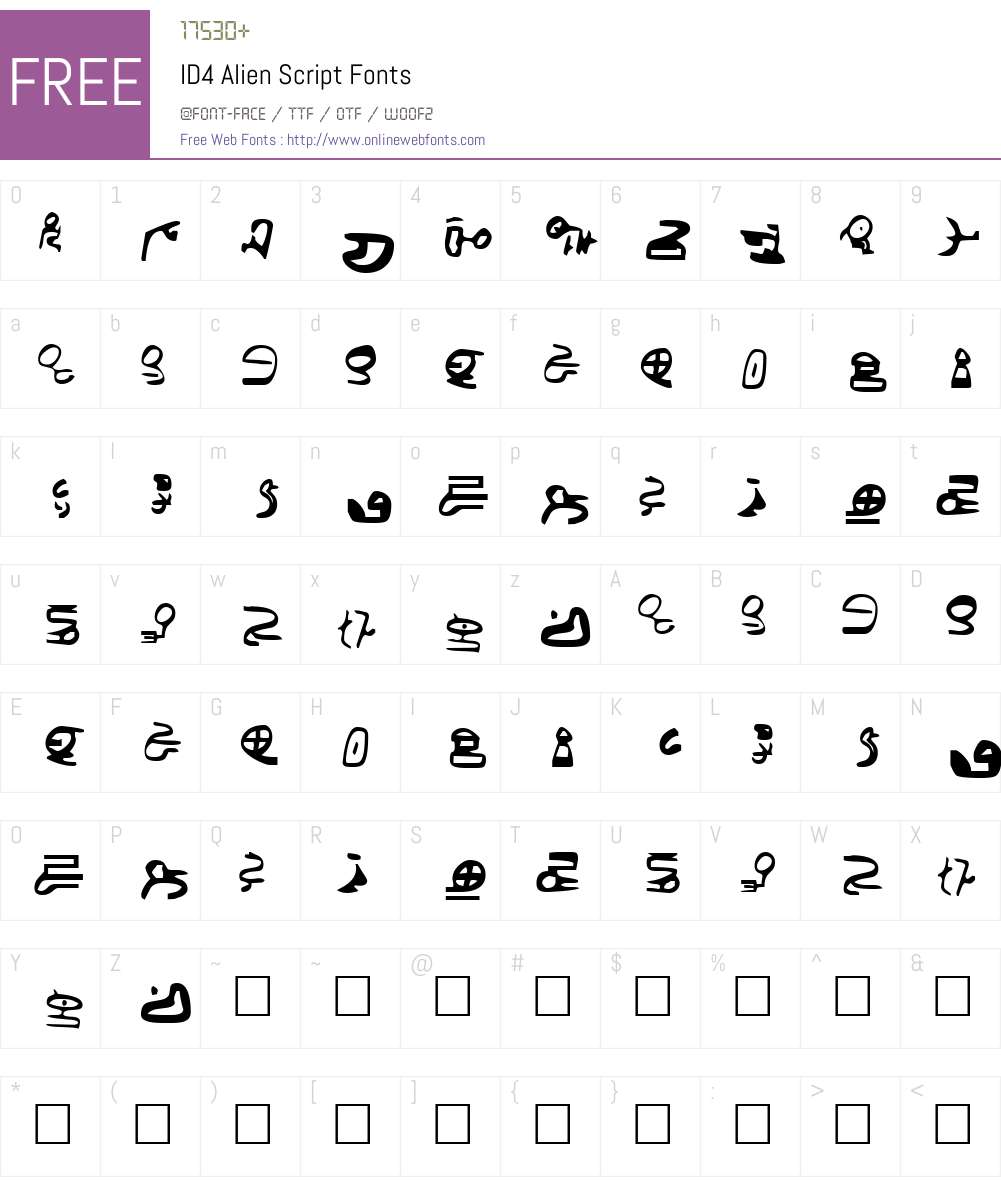 ID4 Alien Script V1 1.0 Tue Jun 10 21:59:51 1997 Fonts Free Download ...
